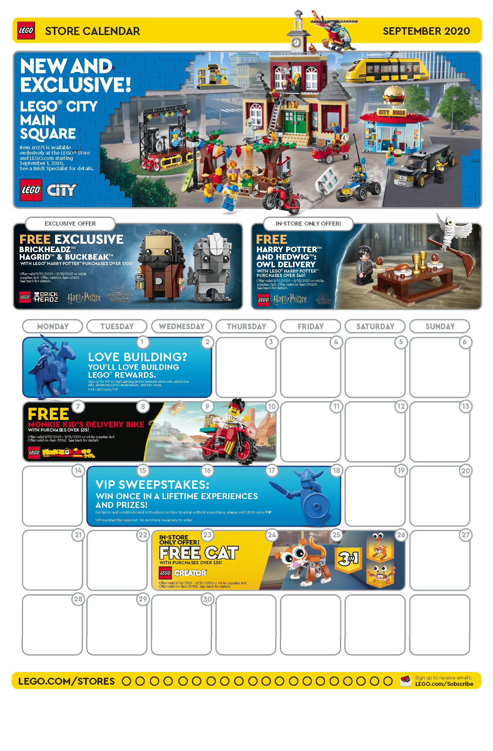 Check Out the September 2020 LEGO Store Calendar