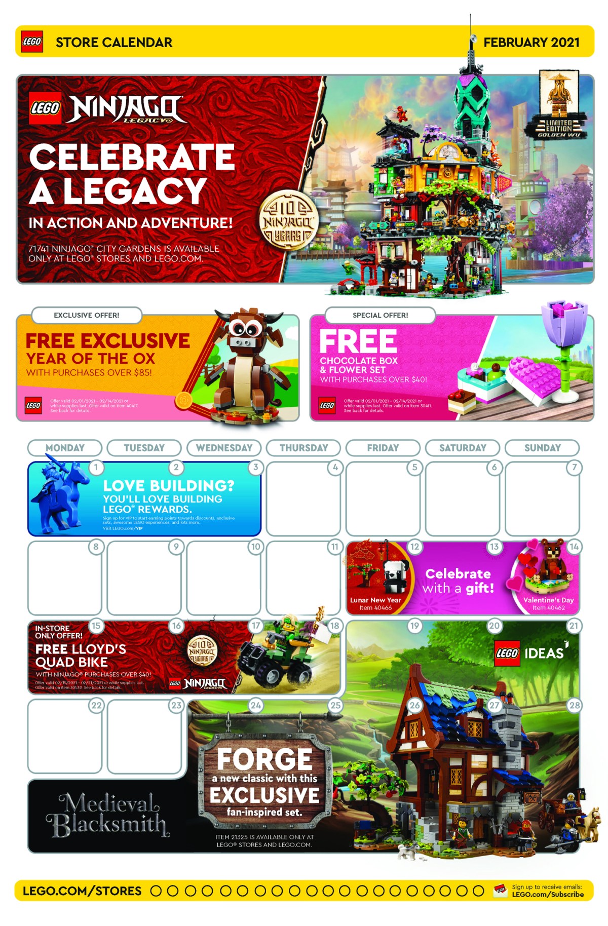 Check Out the February 2021 LEGO Store Calendar