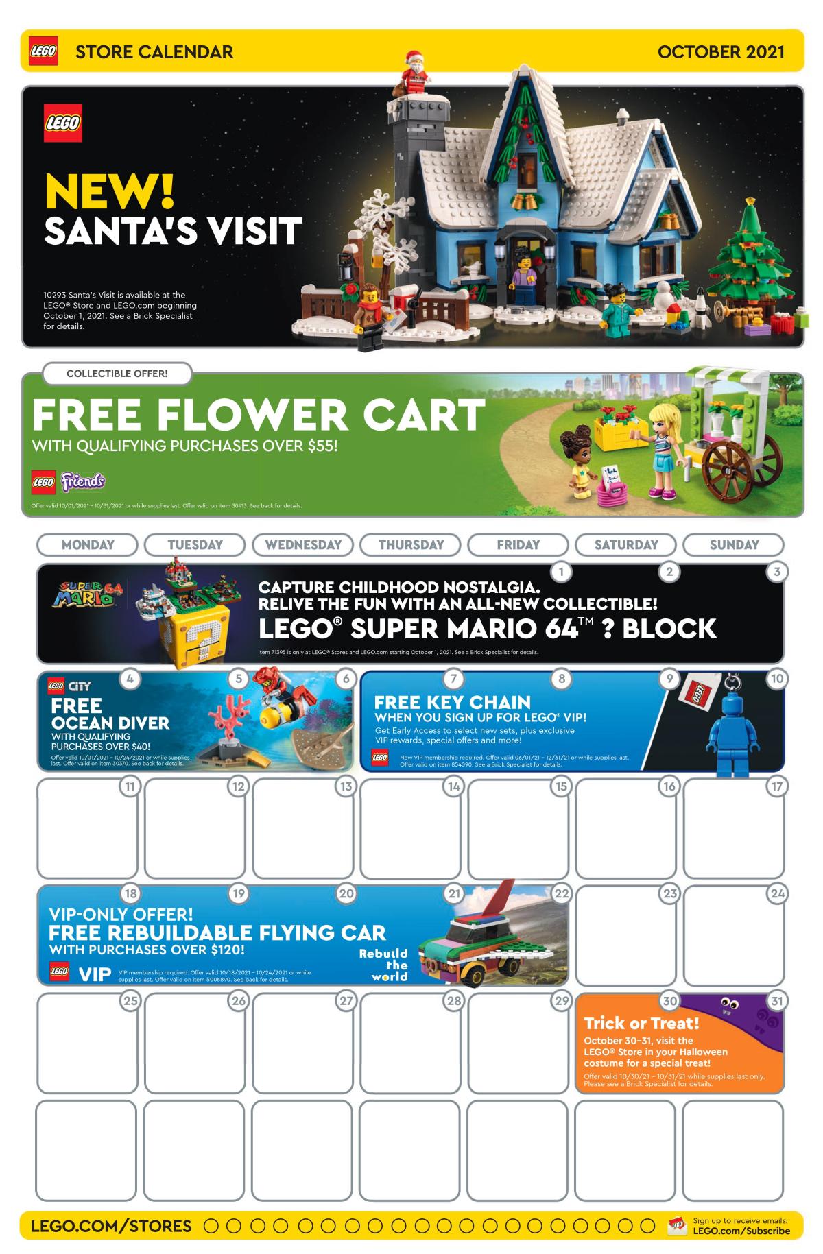 Revamped October 2021 LEGO Store Calendar Removes LEGO Harry Potter ...